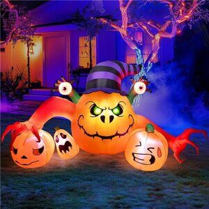 Holiday | 8ft Long Halloween Inflatable Outdoor Decor Pumpkin With ...